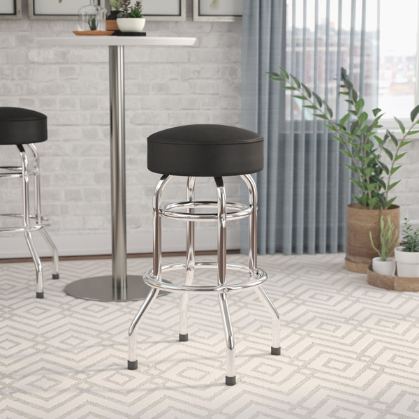 Orren Ellis Piya Double Ring Chrome Barstool & Reviews | Wayfair